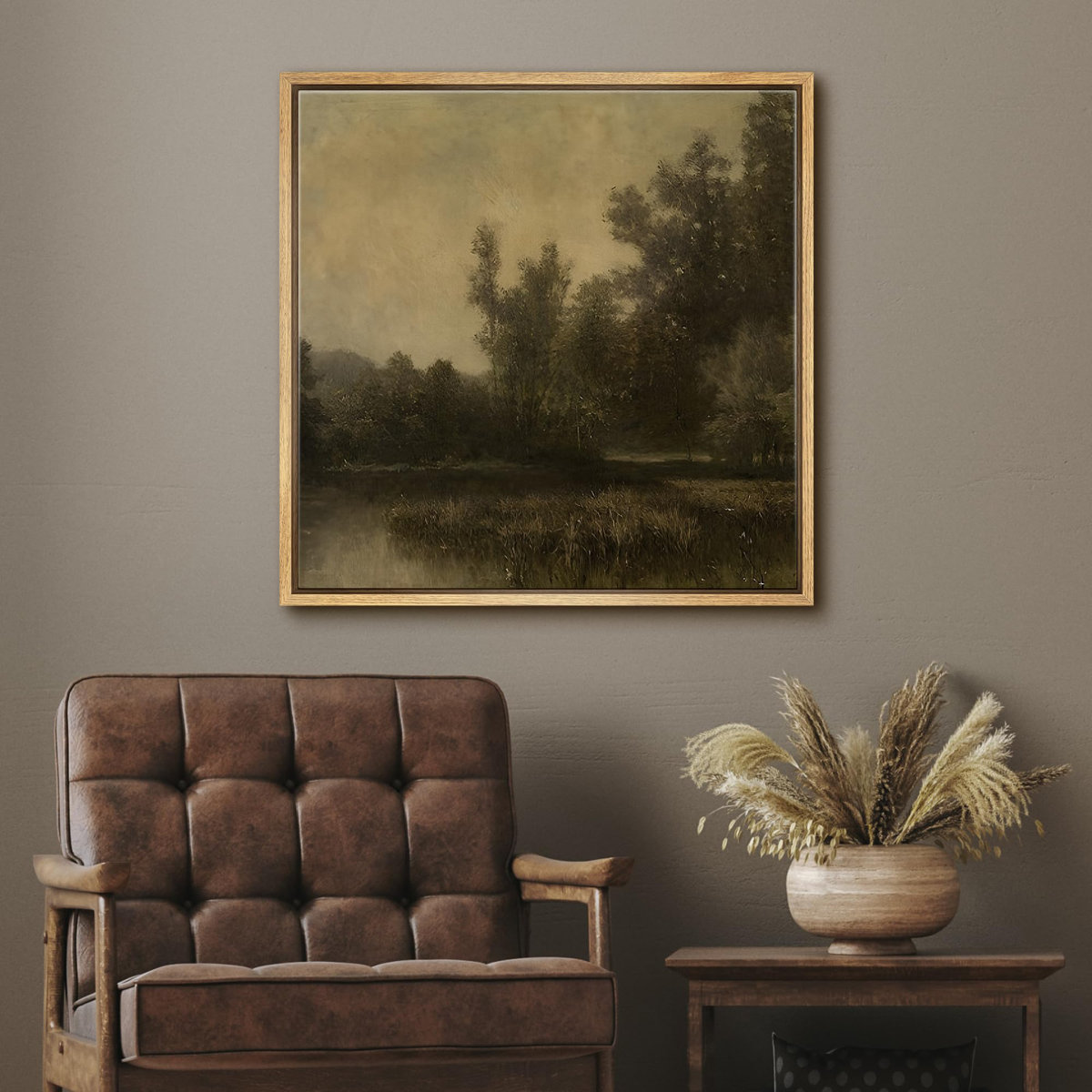 wall26 Misty Forest Landscape Serene Woodland Nature Illustrations Modern Art Rustic Zen ...
